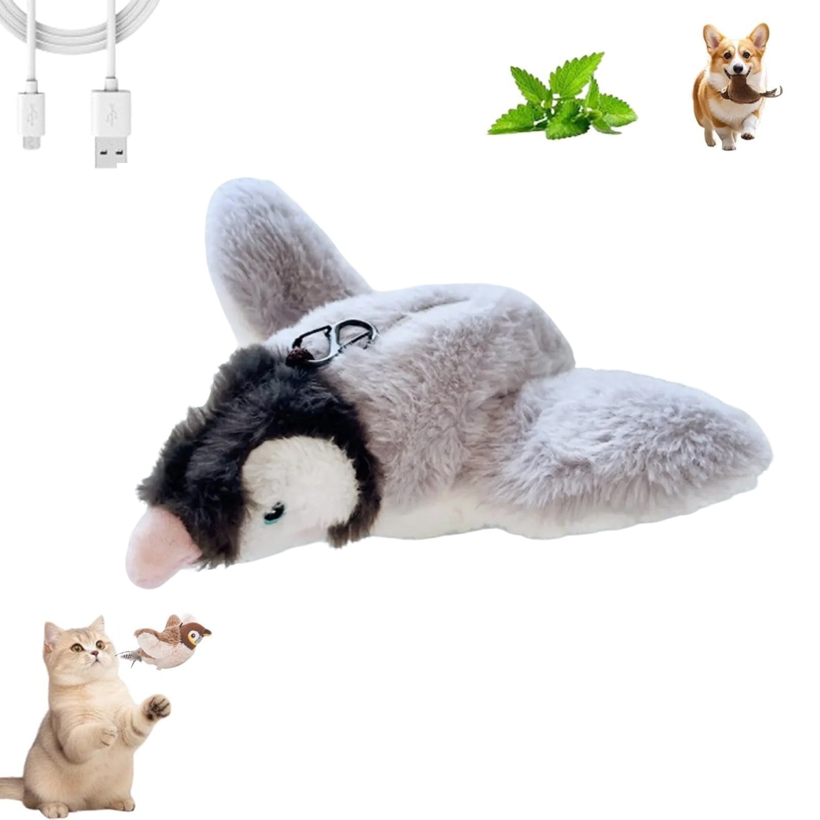 Flappy Bird Cat Toy, 2026 Upgrade Interactive Chirping Flying Bird Cat ...