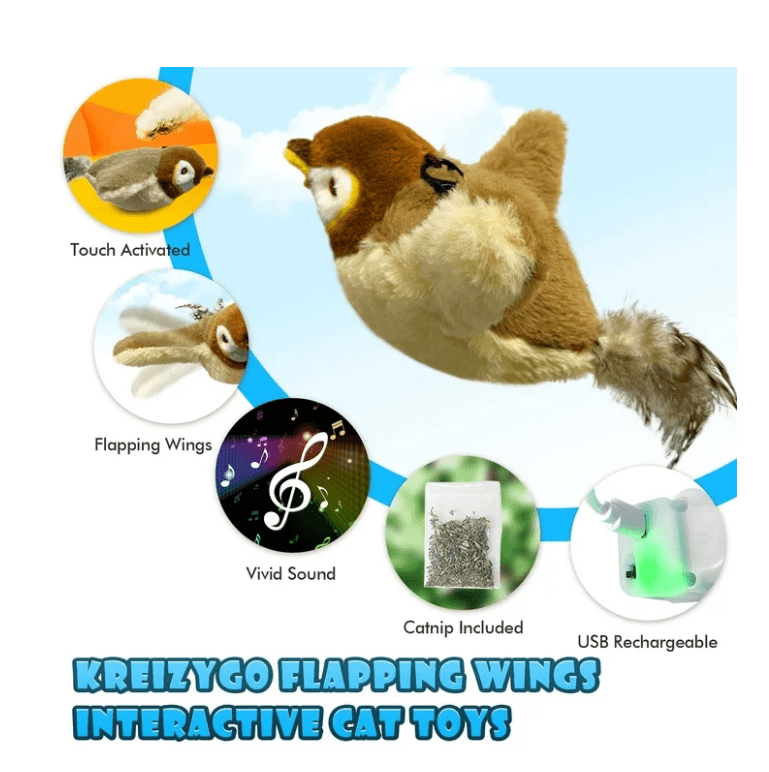 Flappy Chase Cat Toy, Bird Cat Toy, Interactive Cat Toy, Chirping Bird ...