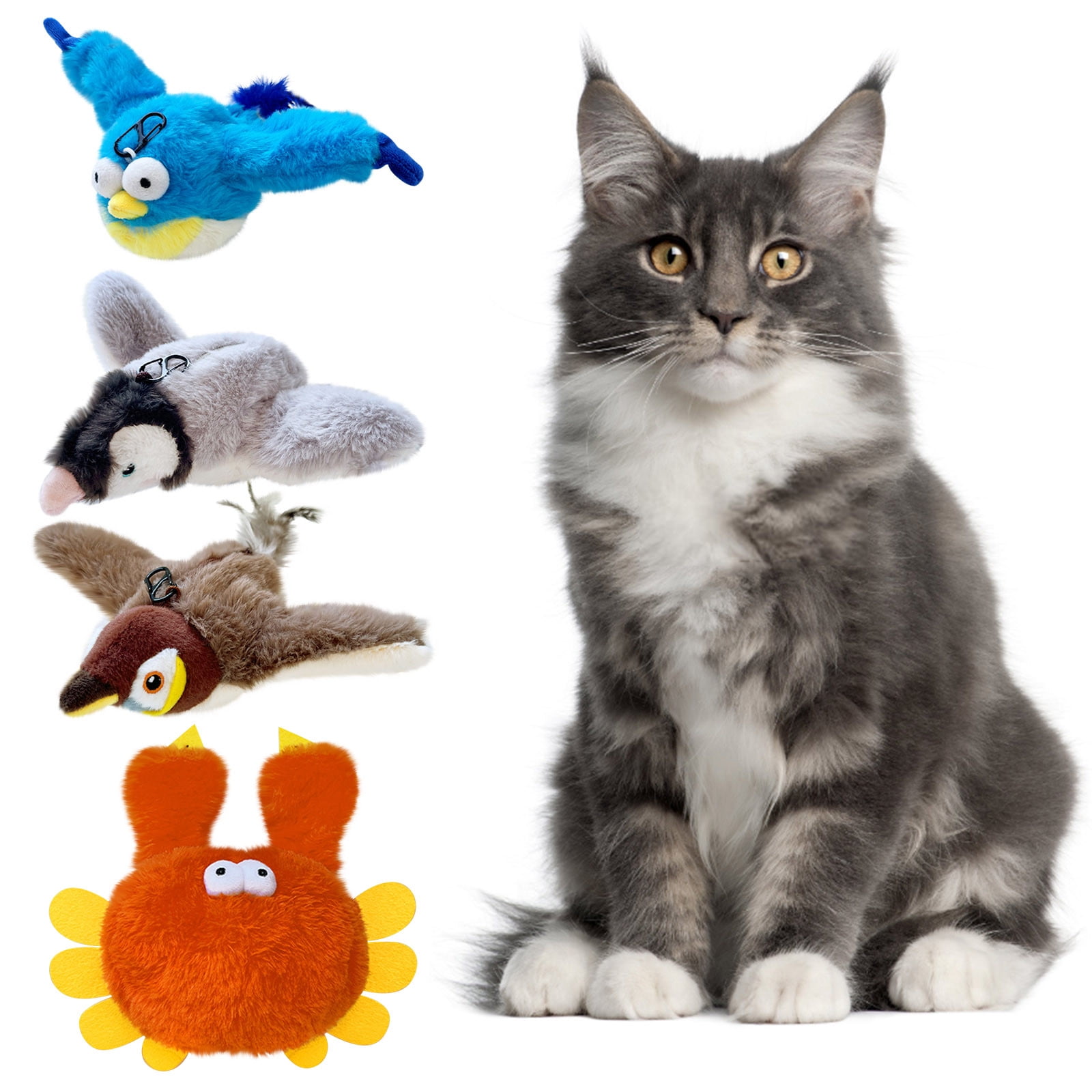 Flappy Chases Flying Bird Pet Toy,Interactive Flying Bird Pet Toys for ...