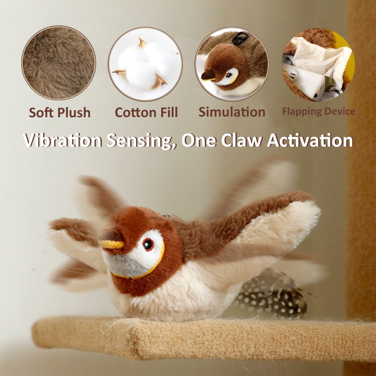 Flappychase Flying Bird Interactive Cat Toy with USB Charging, Flapping ...