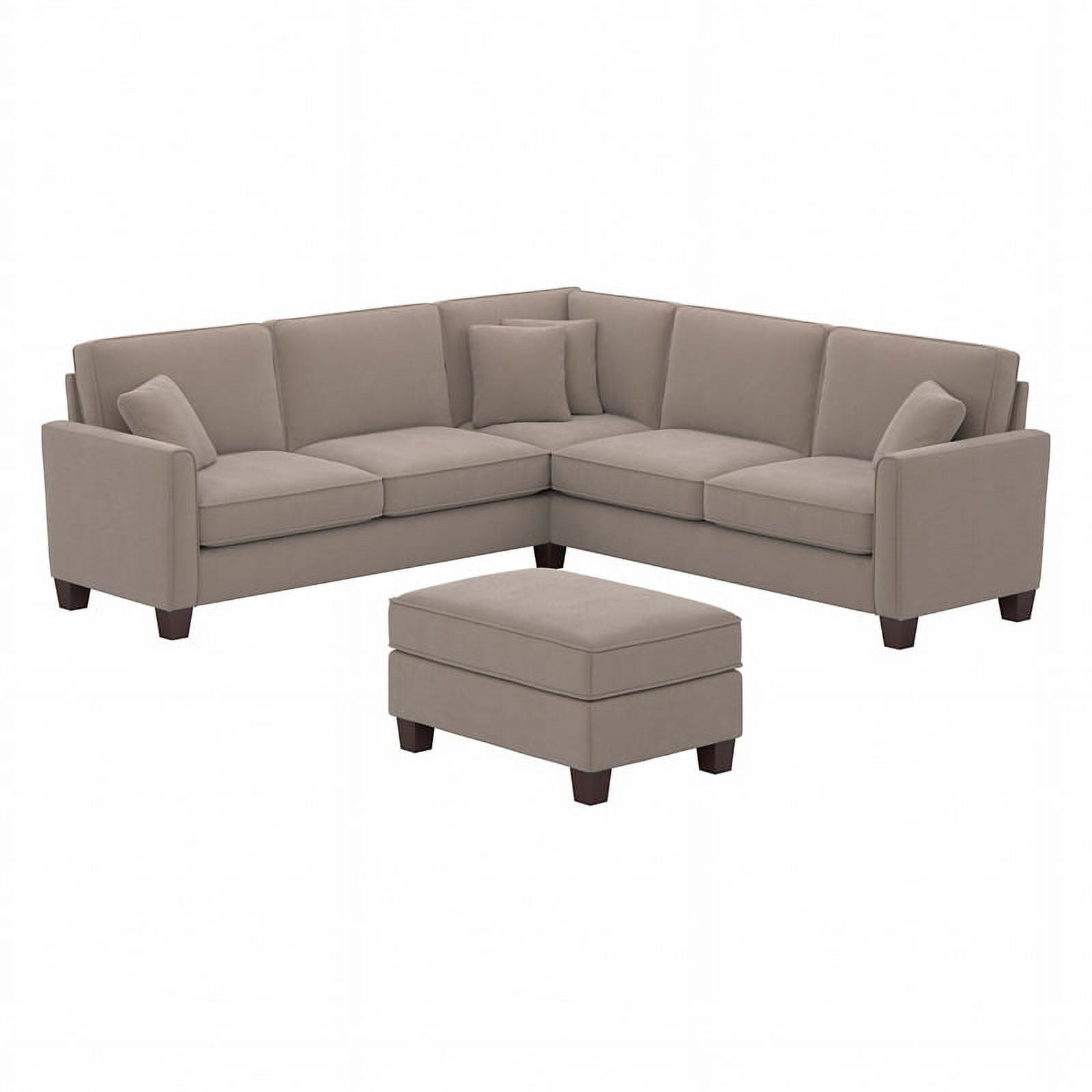 Flare 99W L Shaped Sectional Couch with Ottoman in Tan Microsuede ...