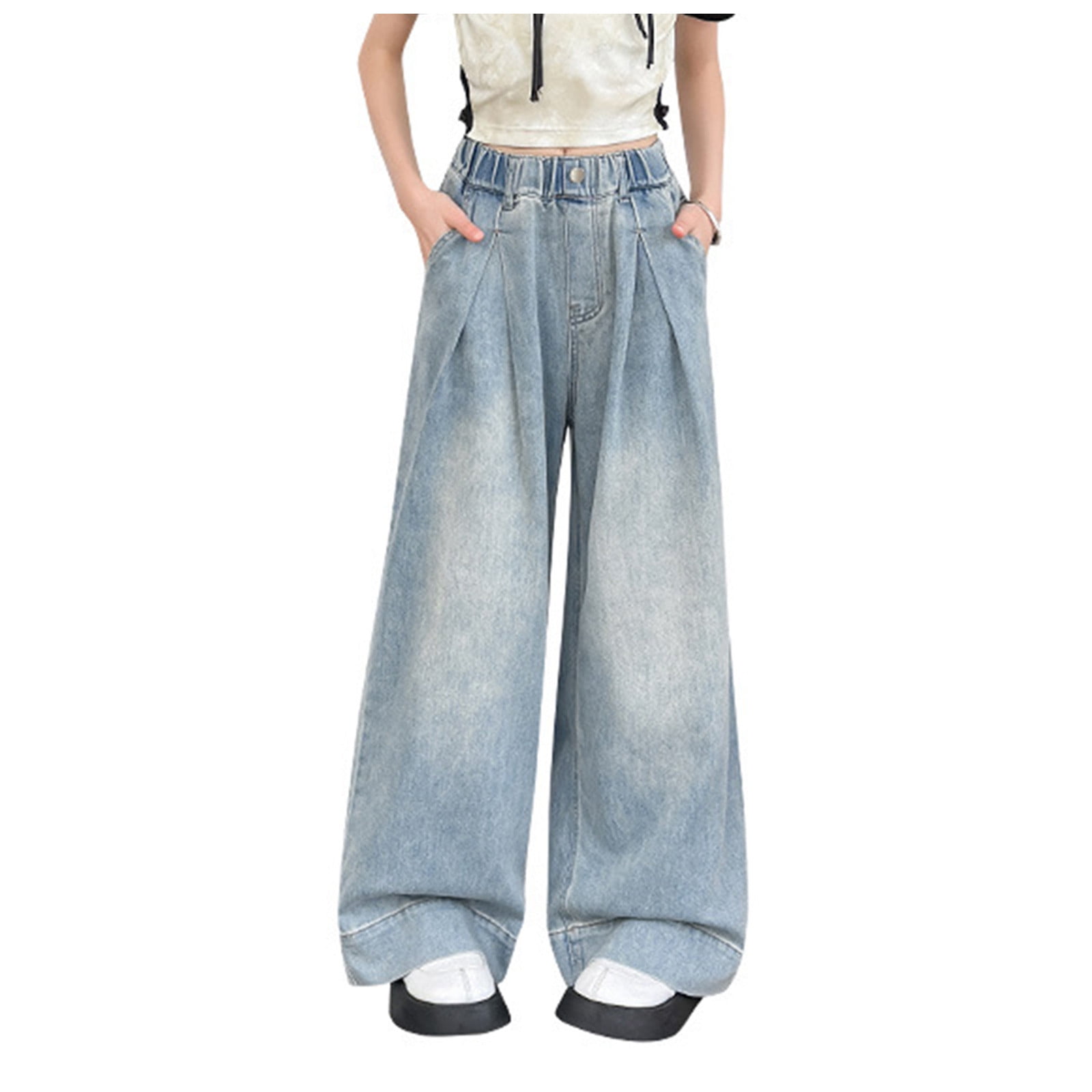 Flare Jeans For Girls 10-12 Girls Clothing Girls Wide Leg Jeans Elastic ...