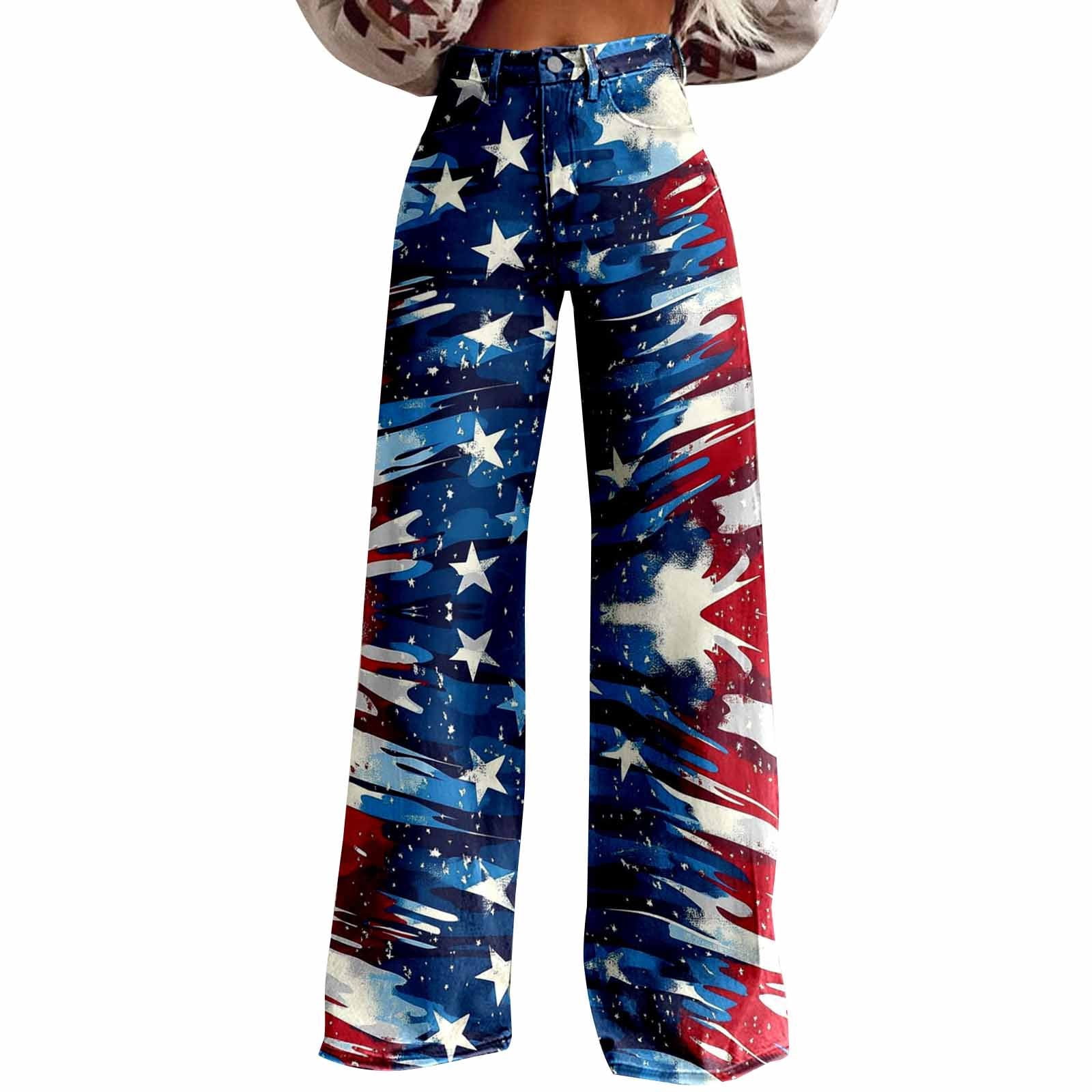Flare Jeans for Women - Vintage Floral Print Wide Leg Pants, Hot Pink ...