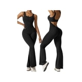 Flare Jumpsuits for Women Sexy Backless Tank Top Bodycon Romper Wide ...