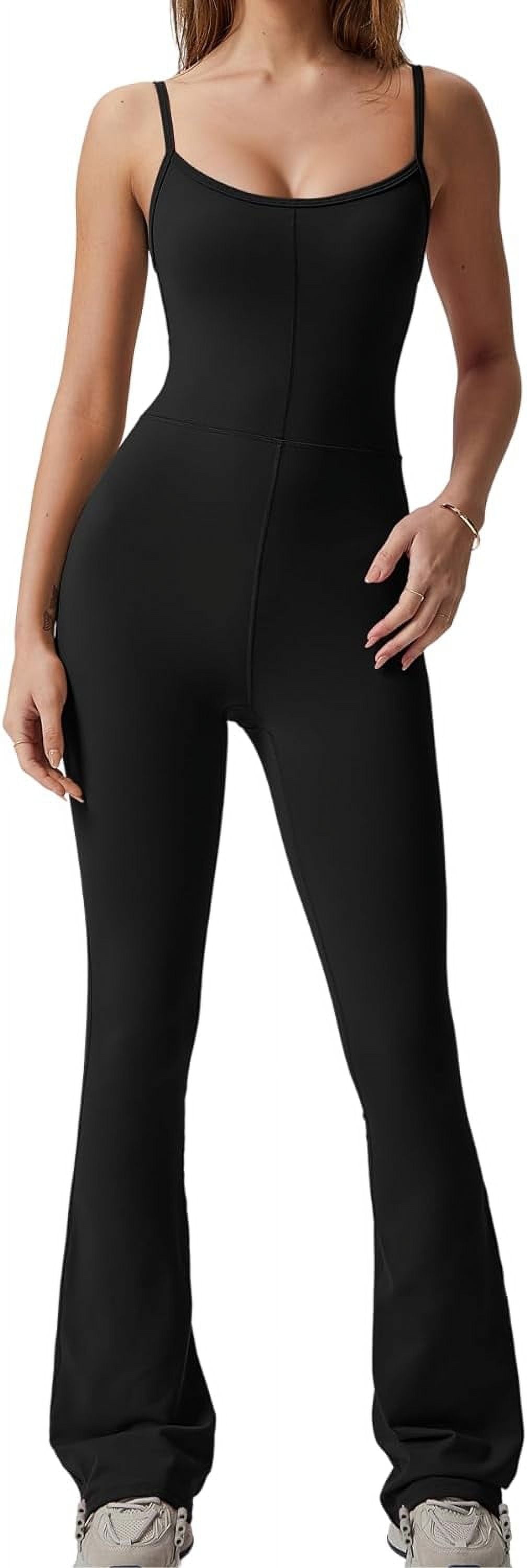 Flare Jumpsuits for Women Spaghetti Straps Scoop Neck Bodycon Full ...