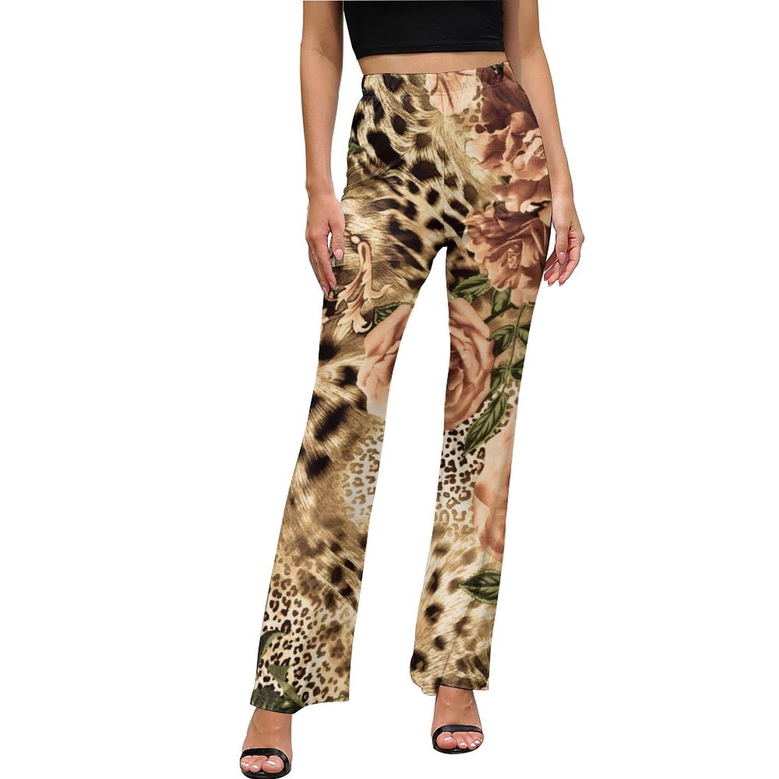 Flare Leggings for Women,Animal Leopard High Waisted Yoga Pants with ...