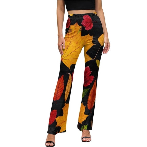 Flare Leggings for Women - Autumn Maple Leaves A Leggings Womens Pants ...