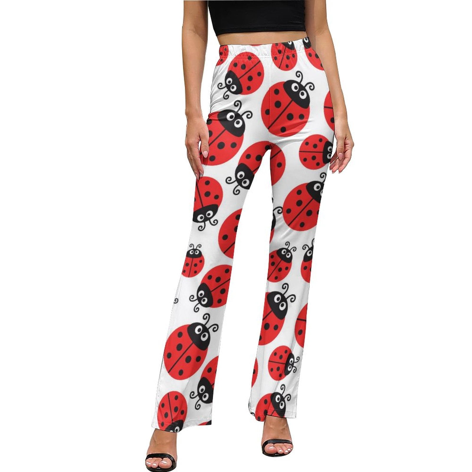 Flare Leggings for Women,Cartoon Ladybug High Waisted Yoga Pants with ...
