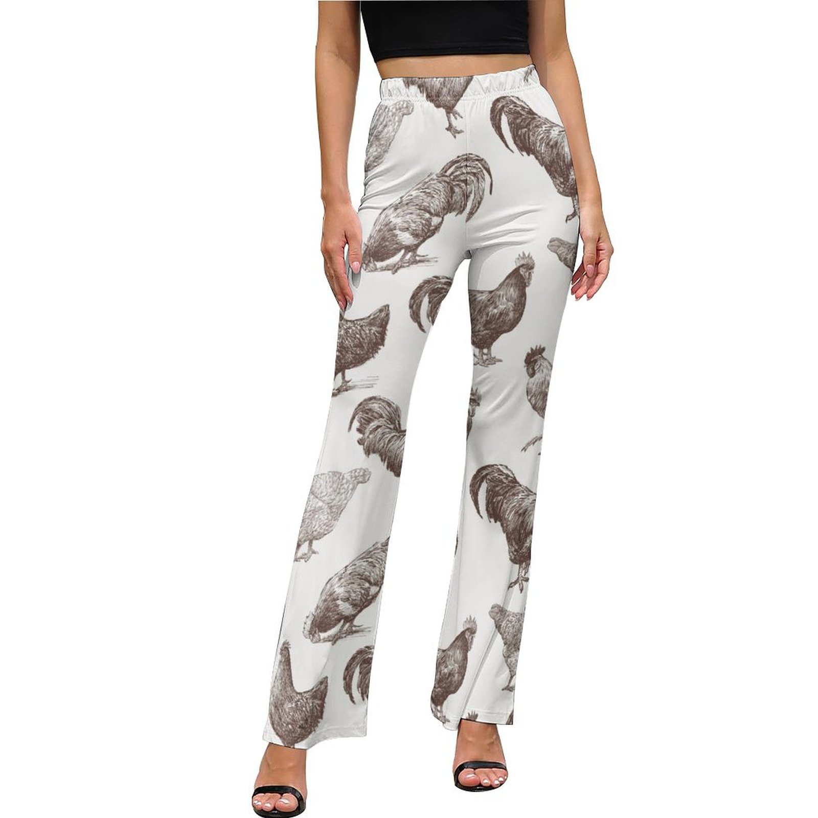 Flare Leggings for Women,Chickens High Waisted Yoga Pants with Tummy ...