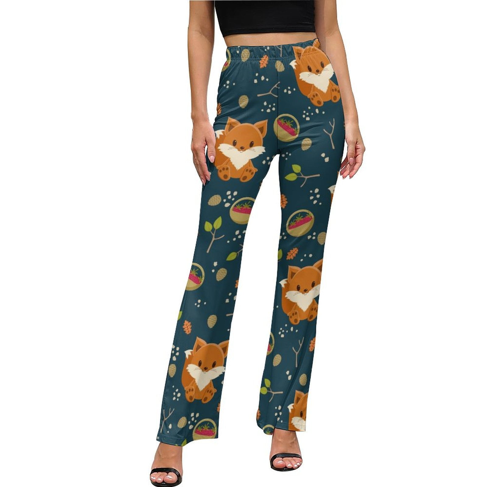 Flare Leggings for Women - Cute Plant Fox Leggings Womens Pants High ...