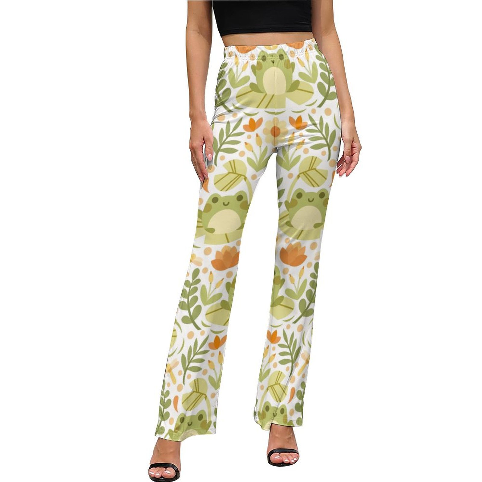 Flare Leggings for Women,Frogs And Botanical High Waisted Yoga Pants ...