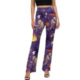 Flare Leggings for Women - Halloween Elements Print Leggings Womens ...