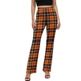 Flare Leggings for Women - Halloween Plaid Pumpkins Leggings Womens ...