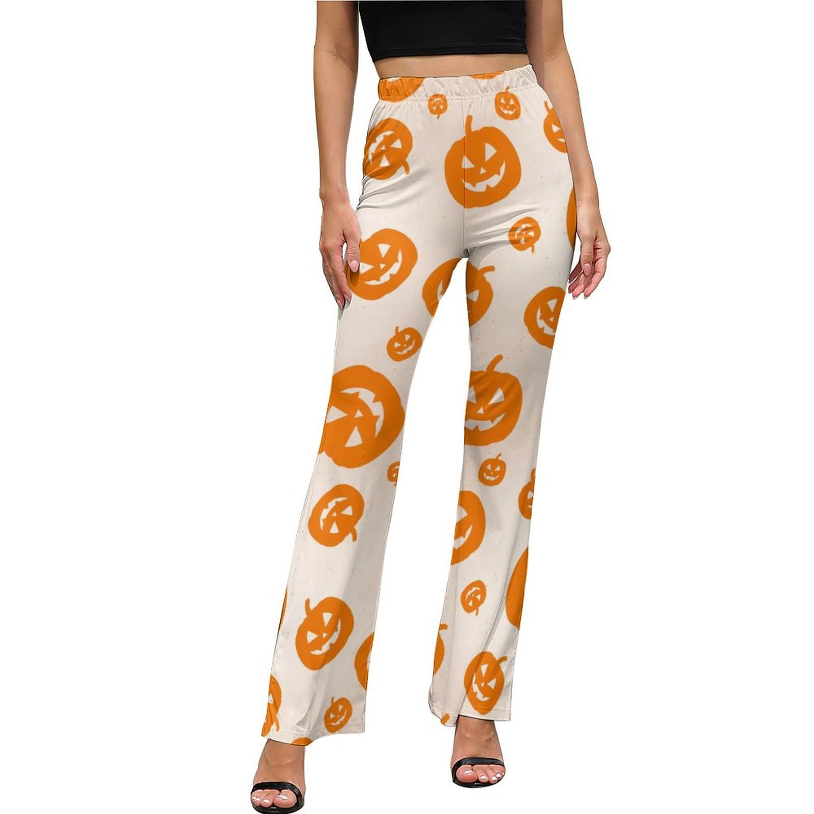 Flare Leggings for Women - Halloween Pumpkin Prints Leggings Womens ...