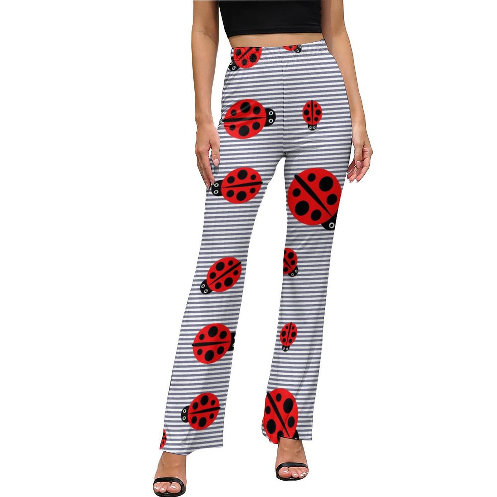 Flare Leggings for Women,Ladybug High Waisted Yoga Pants with Tummy ...