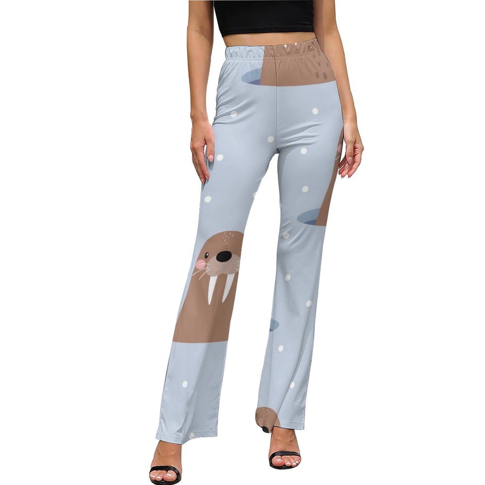 Flare Leggings for Women,Playful Walrus Wonders High Waisted Yoga Pants ...