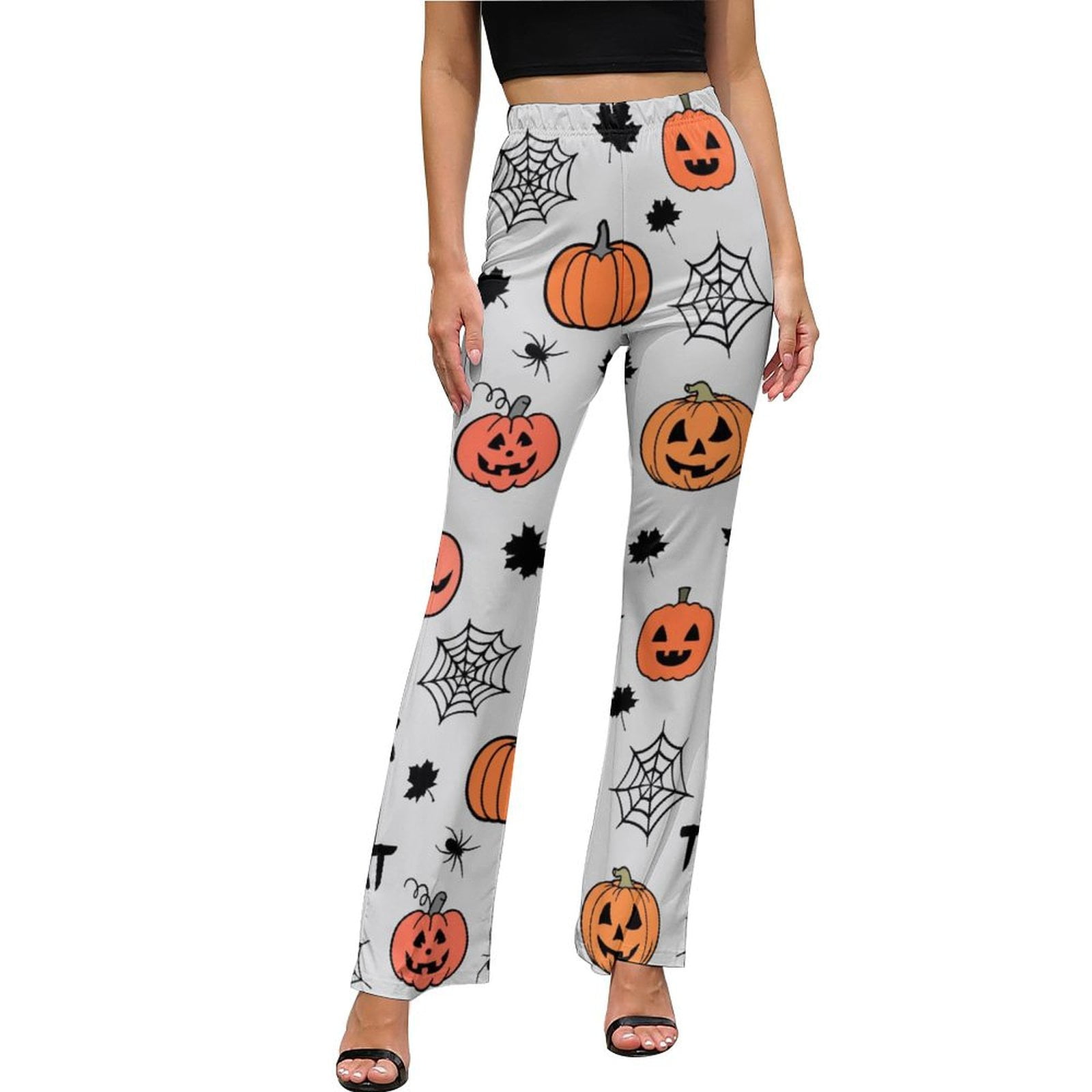 Flare Leggings for Women - Pumpkin Halloween Cartoon Leggings Womens ...