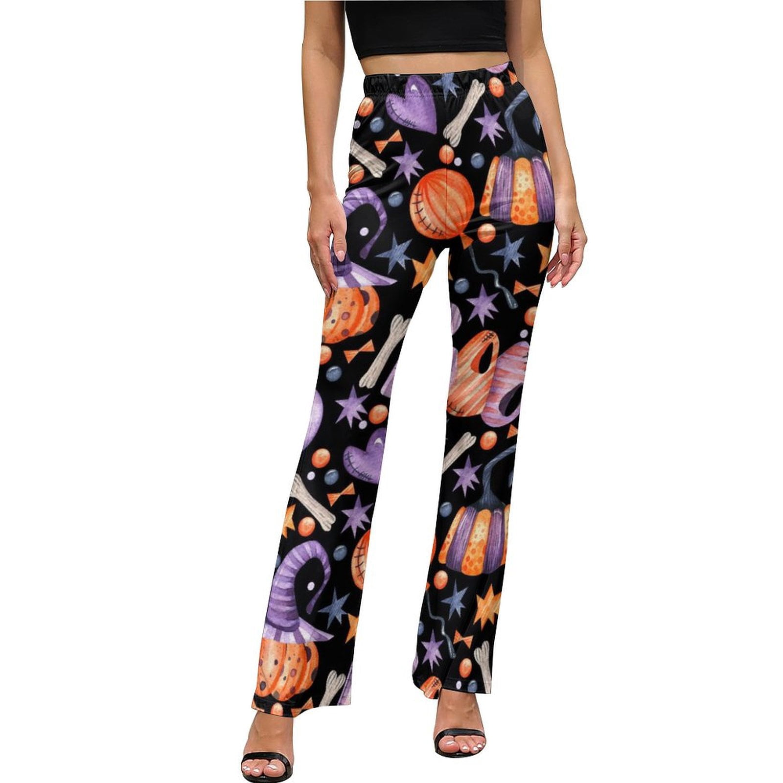 Flare Leggings for Women, Pumpkin Halloween Hats Yoga Pants Women with ...