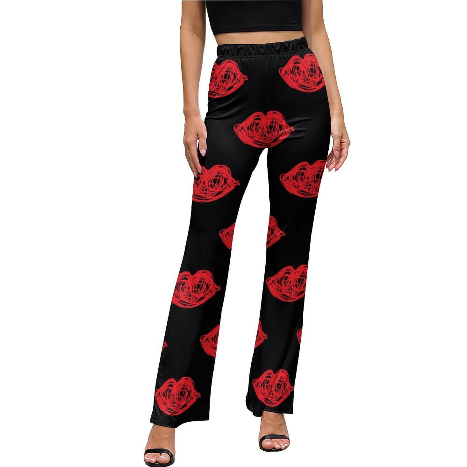 Flare Leggings for Women - Red Beautiful Lips Leggings Womens Pants ...
