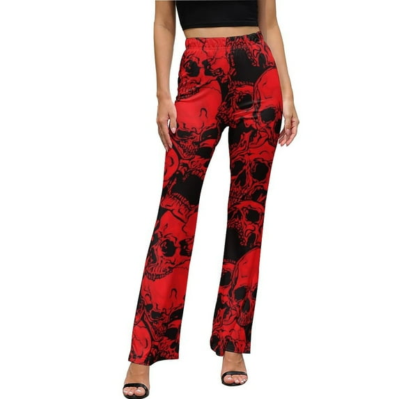 Flare Leggings for Women - Red Skulls 3 Leggings Womens Pants High ...