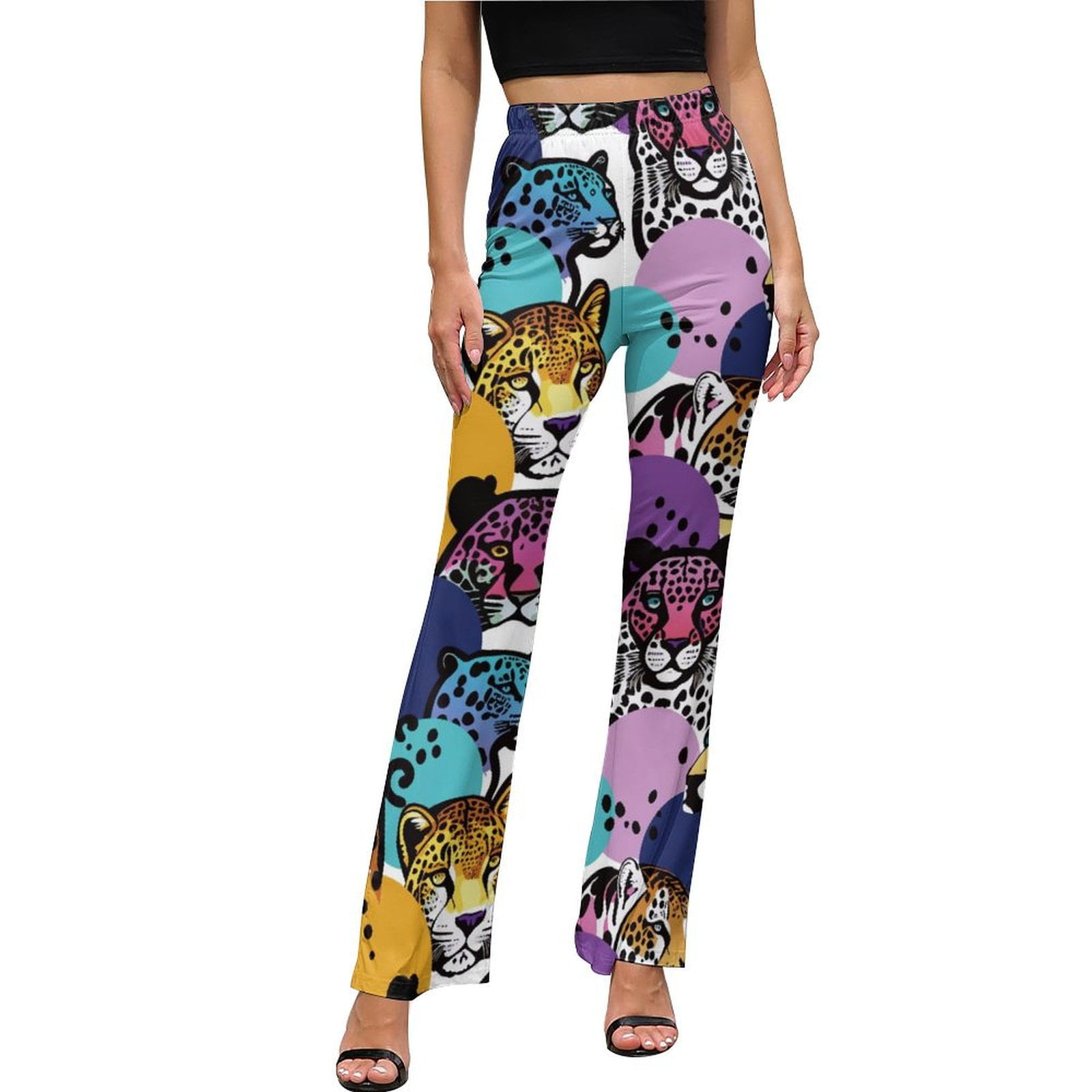 Flare Leggings for Women - Retro Panther Leggings Womens Pants High ...