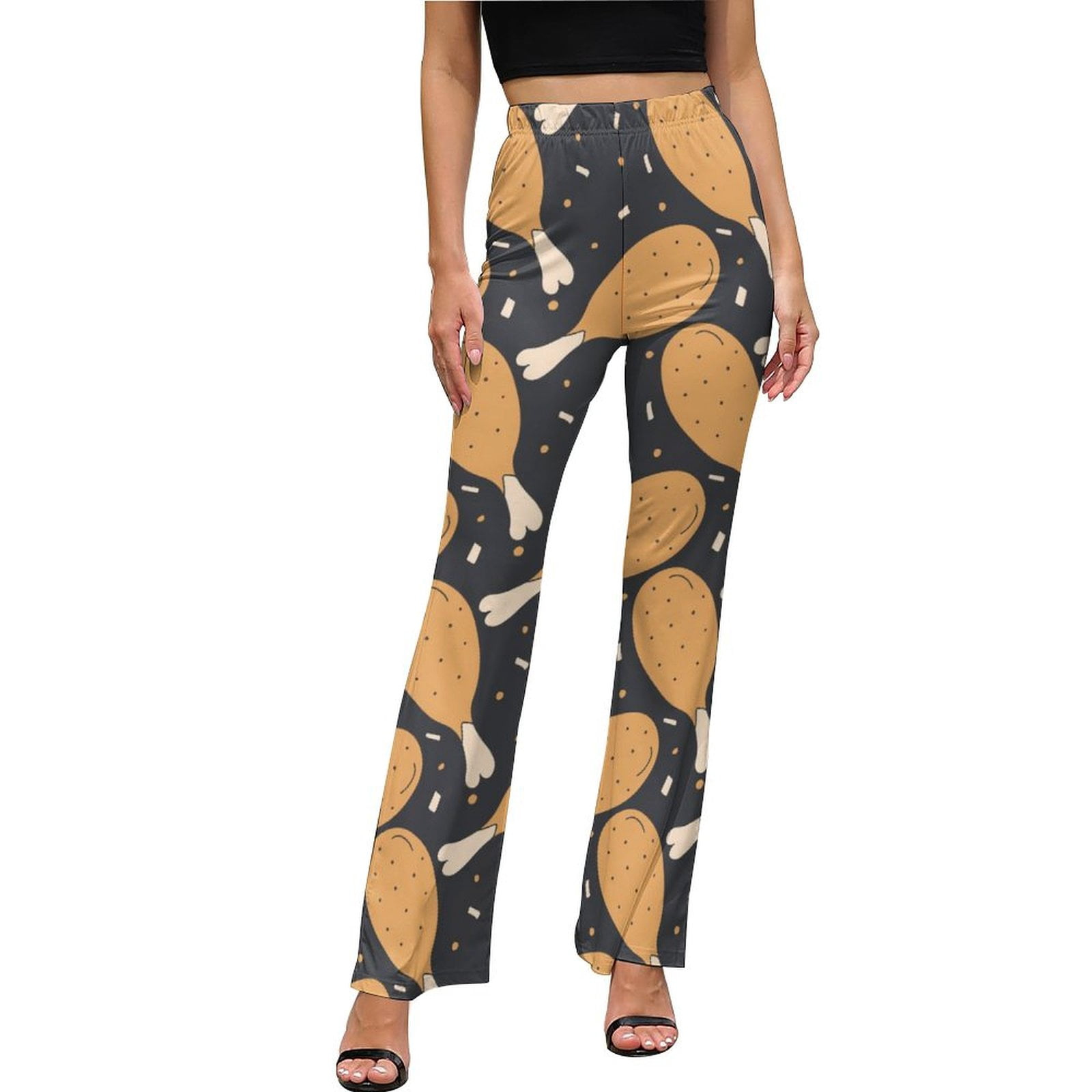 Flare Leggings for Women Chicken Legs High - Waisted Tummy Control Bell ...
