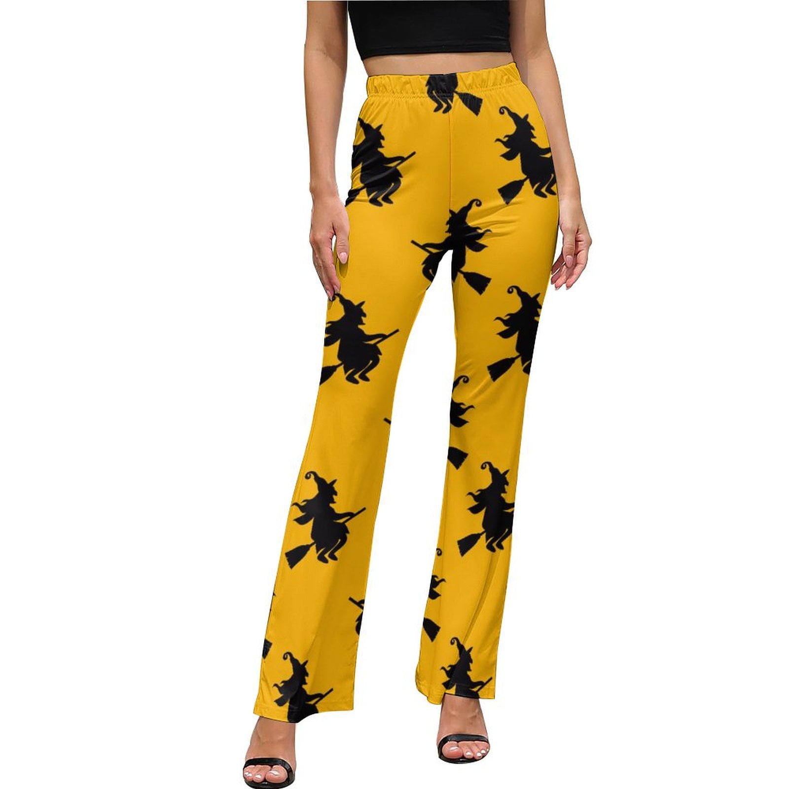 Flare Leggings for Women Halloween Witch Patterns High - Waisted Tummy ...