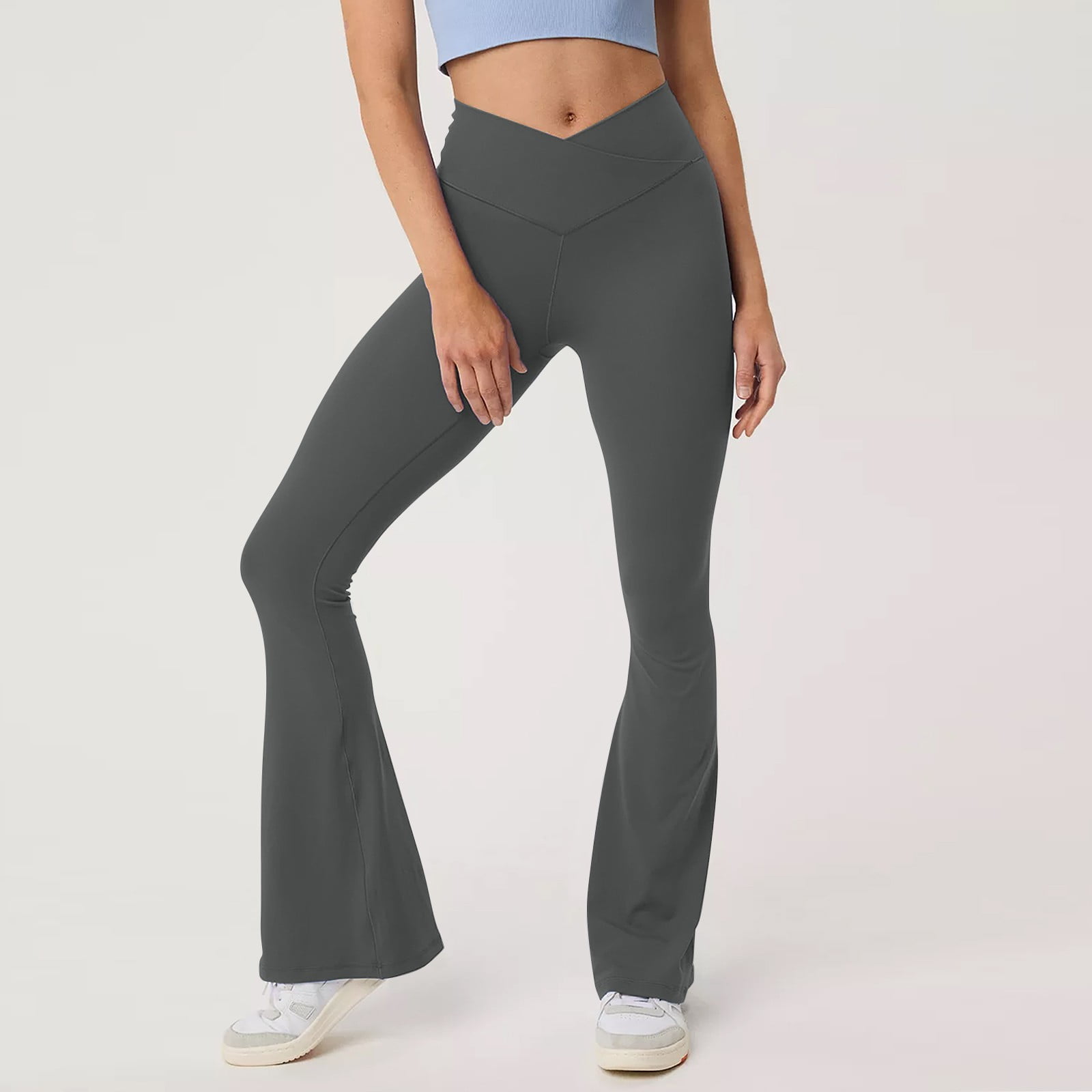 Flare Leggings for Women - High Waist Crossover Yoga Pants Tummy ...