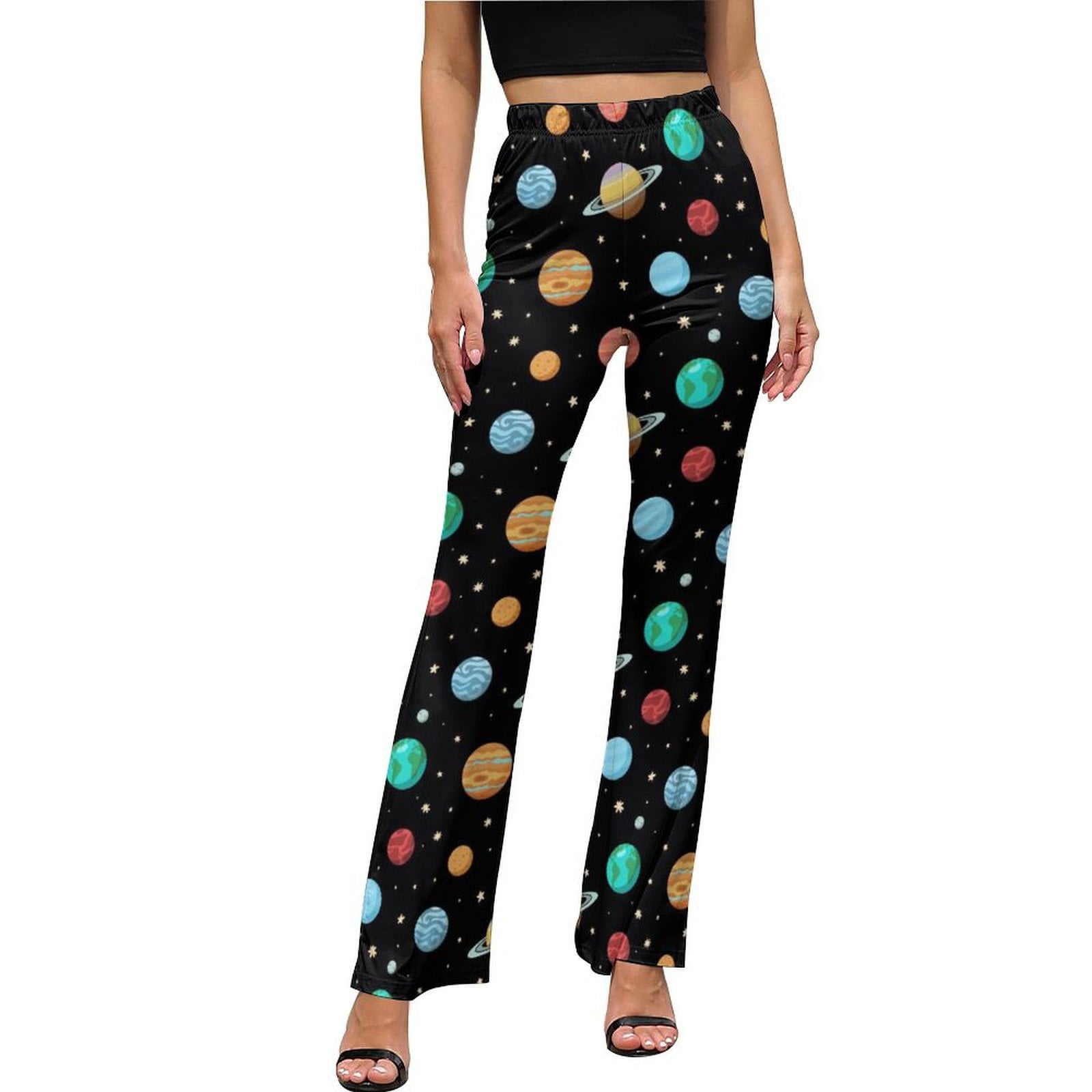 Flare Leggings for Women Solar System Planets Space High - Waisted ...