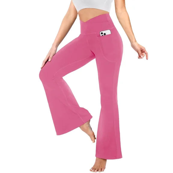 YIZYIF Womens Shiny Glossy High Waisted Yoga Pants Tights Stretchy ...
