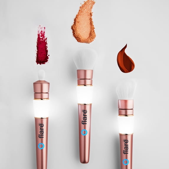 Flare - Light Up Contouring Makeup Brush with Interchangeable Heads and ...