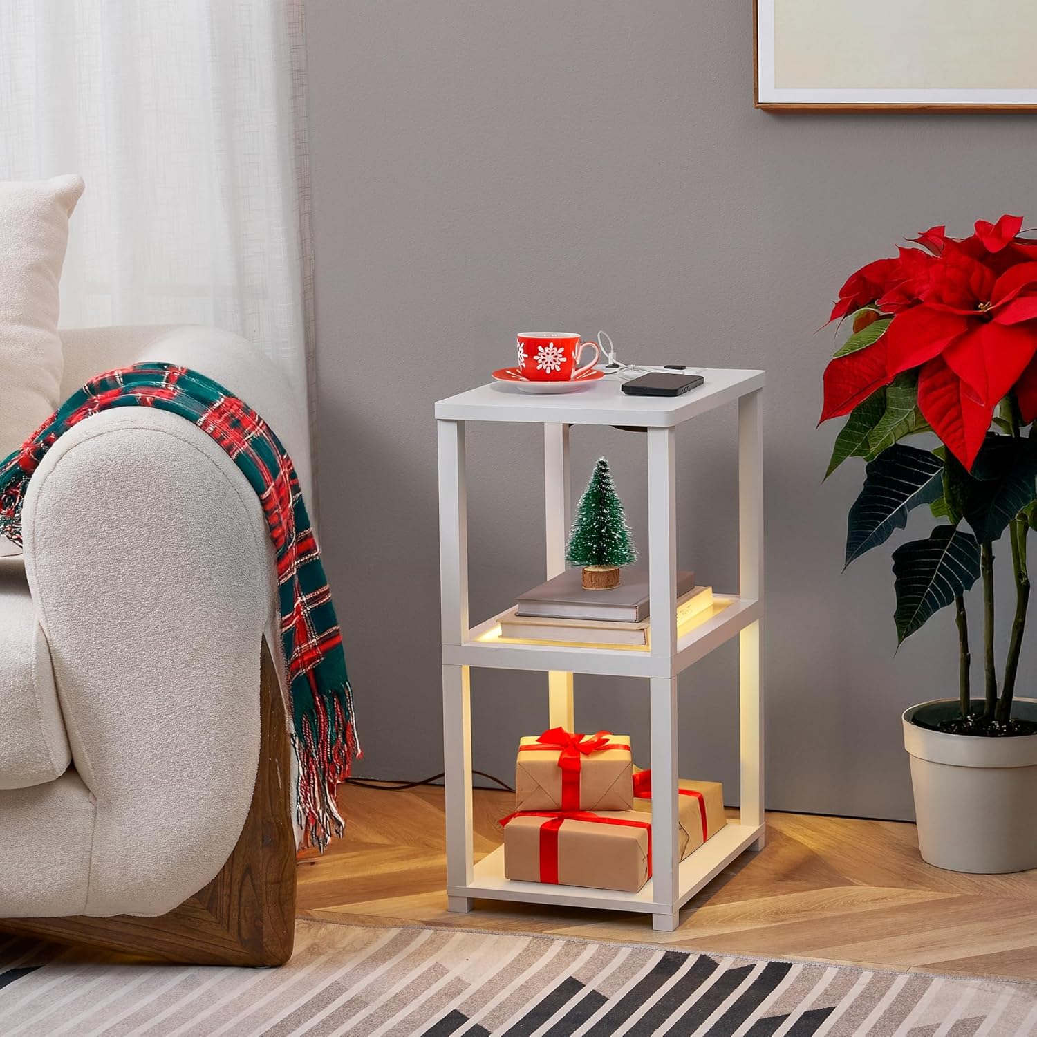 Flare - Side Table with Charging Station and Color Changing Temps, Night Stand with Dimmable LED ...