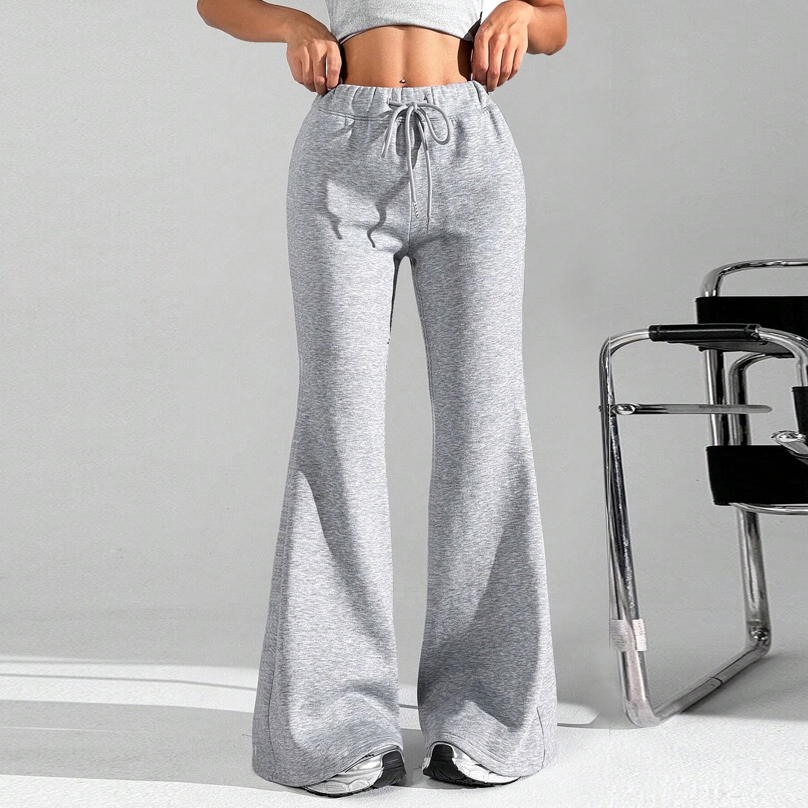 Flare Wide Leg Sweatpants Women Drawstring High Waisted Athletic ...