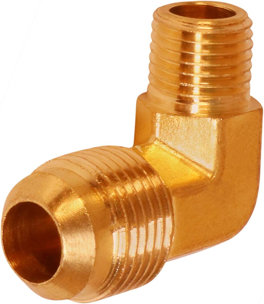 Flare x Male Reducing 90° Elbow Pipe Fitting 5/8" O.D. x 1/2" MIP Brass ...