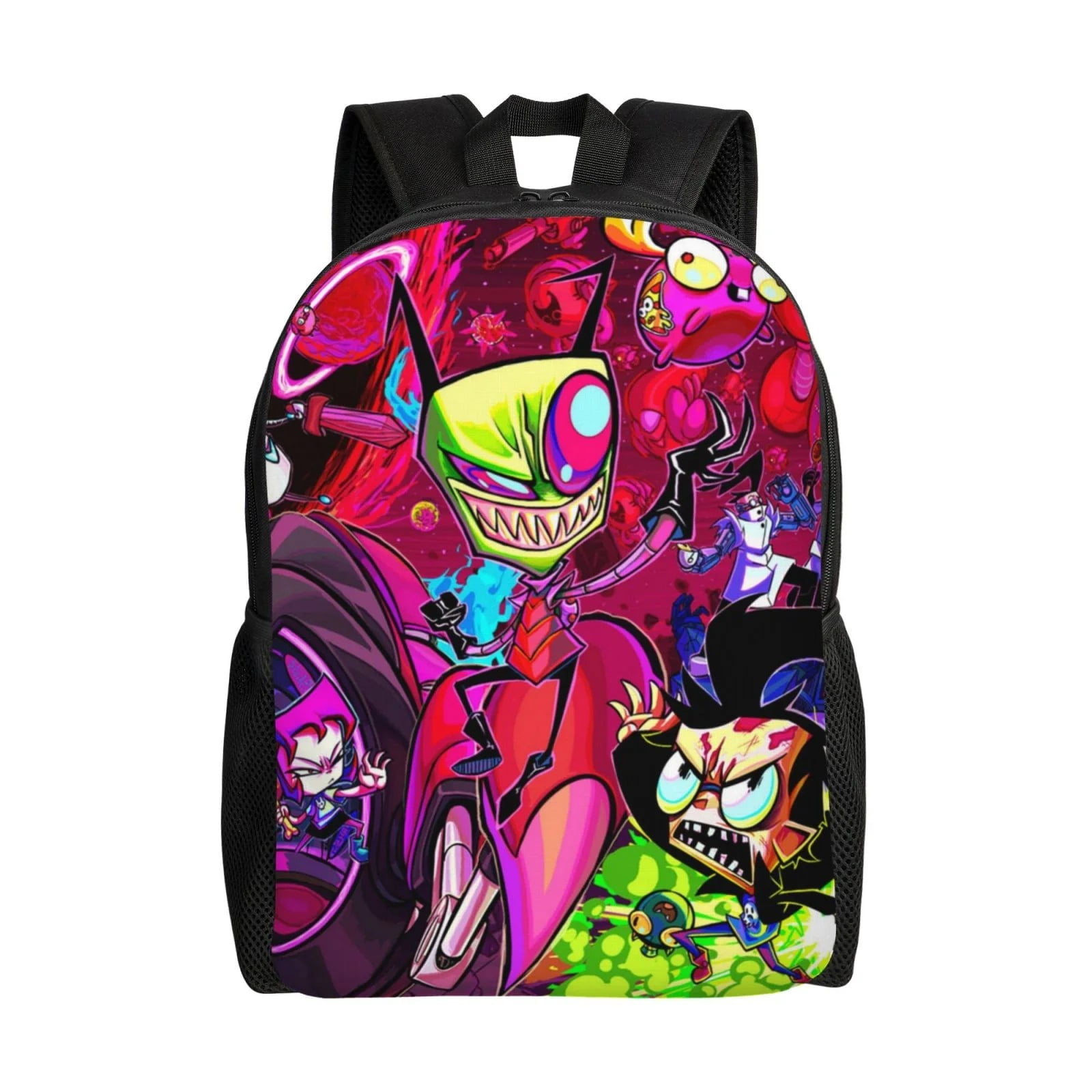 FlareFable 16.5" Invader Zim Design Cartoon Student Backpack, Novelty ...