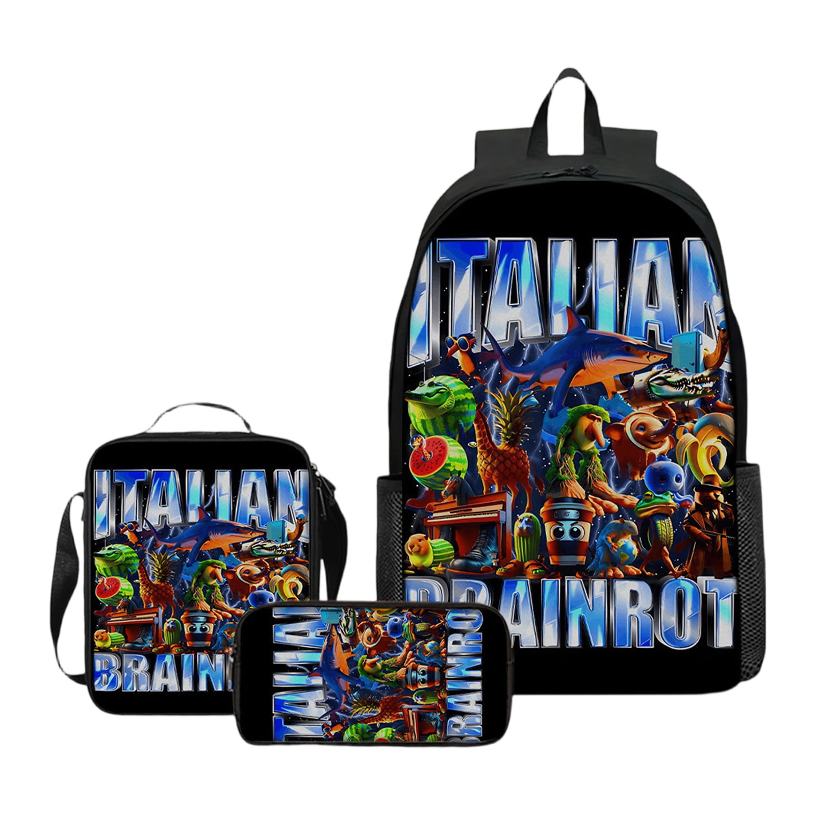 FlareFable 16.53" Cartoon Italian Brainrot Student Backpack Set ...