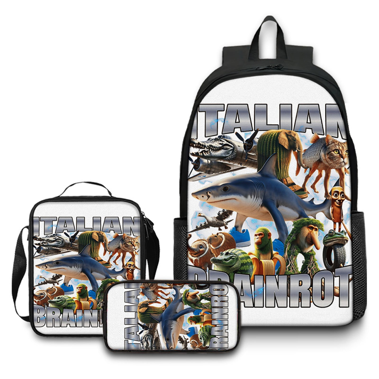FlareFable 16.53" Cartoon Italian Brainrot Student Backpack Set ...