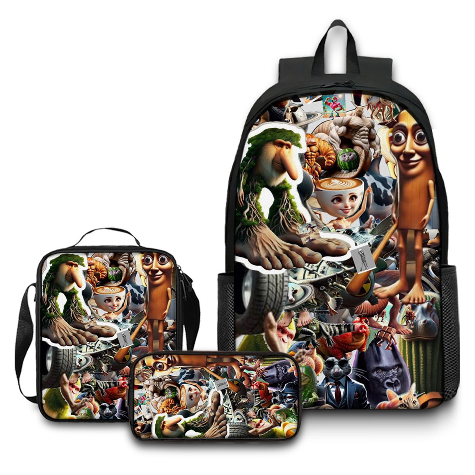 FlareFable 16.53" Cartoon Italian Brainrot Student Backpack Set ...