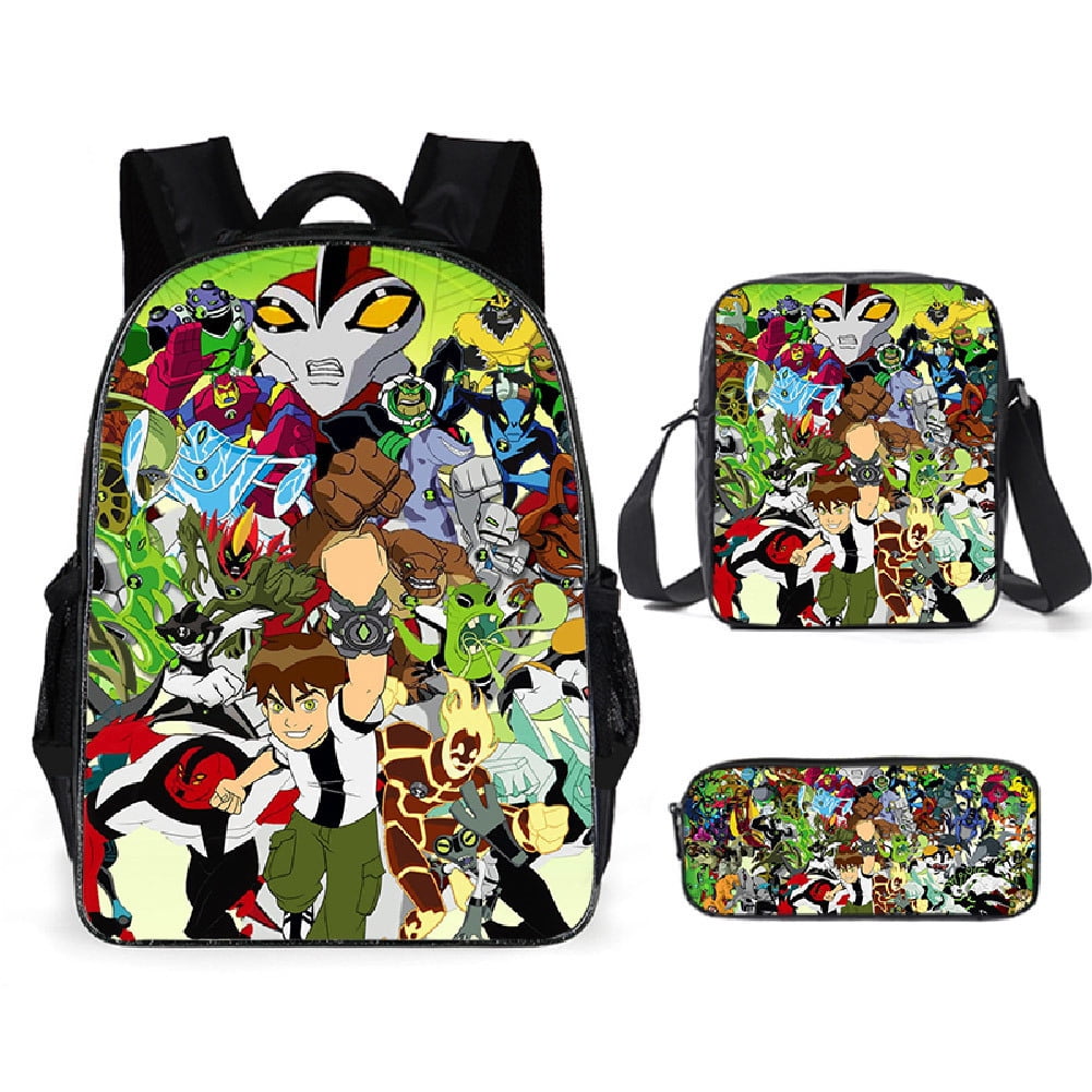 FlareFable 16.54" Anime Ben 10 Backpack Set, Versatile 3Pcs Ben 10 ...