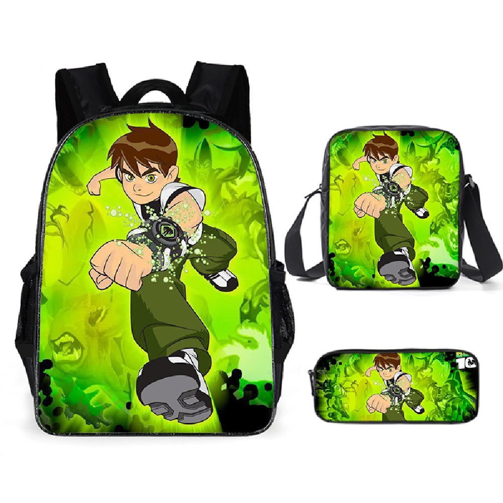 FlareFable 16.54" Anime Ben 10 Backpack Set, Versatile 3Pcs Ben 10 ...