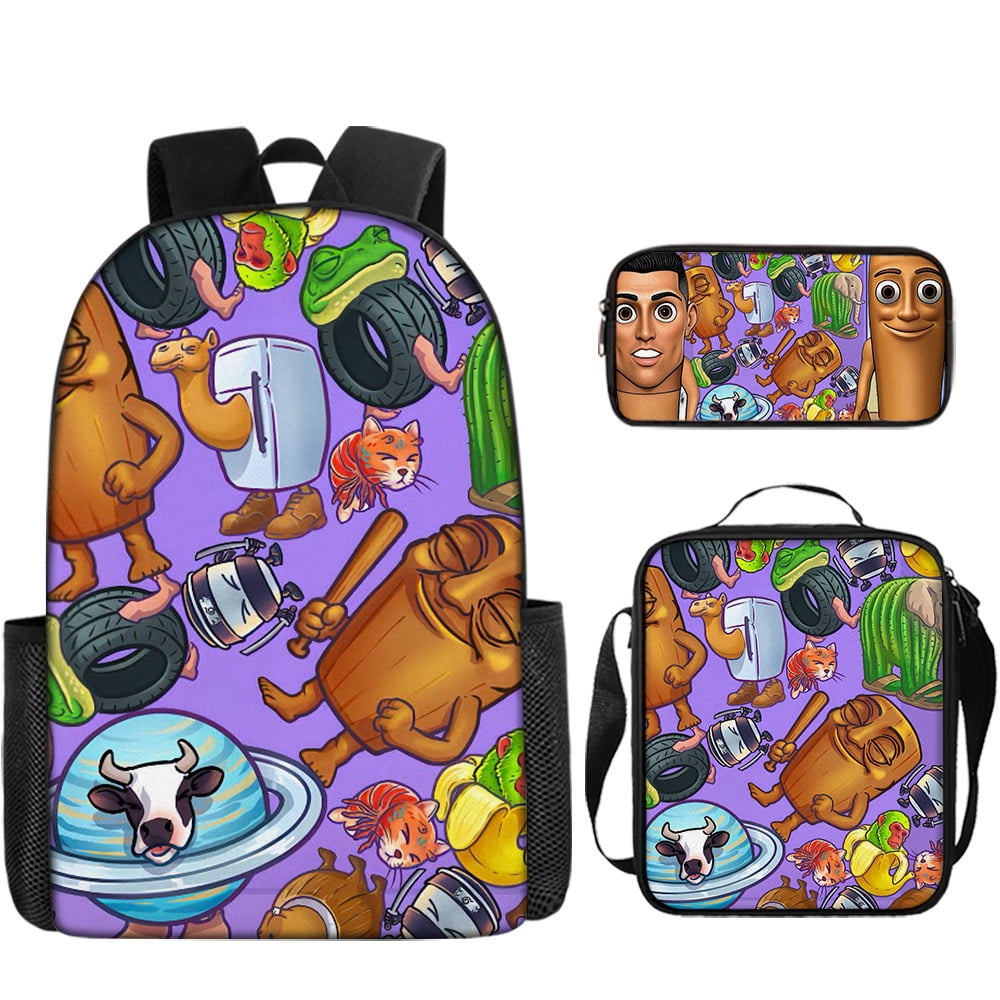 FlareFable 16.54" Italian Brainrot Design Cartoon Student Backpack Set ...