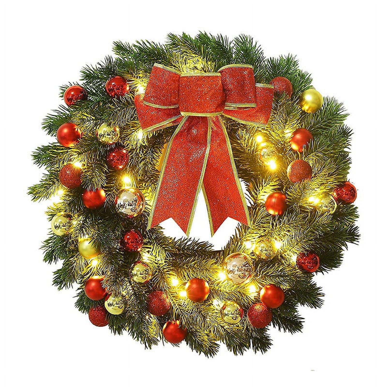 FlareFable 16" Realistic Red Bow Christmas Wreaths for Front Door ...