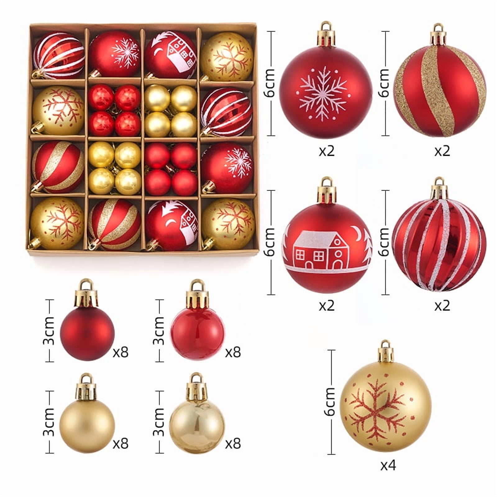 FlareFable 2.4" Colorful Christmas Tree Balls Hanging, with Multiple ...