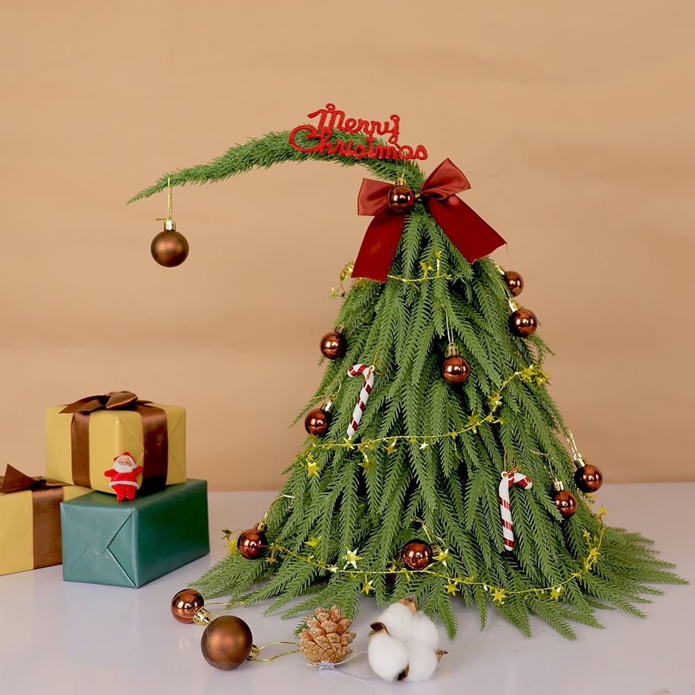 FlareFable 2FT Pre-Lit Led Light Mini Christmas Tree, Crooked Neck Tree ...