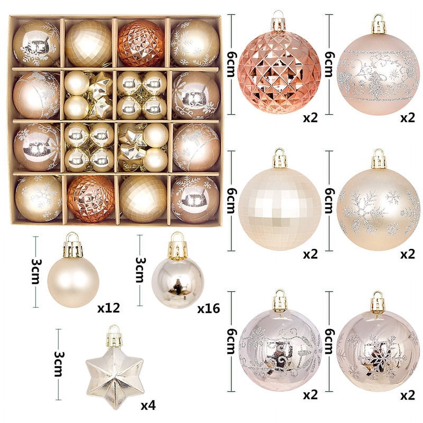 FlareFable 3" Retro Carving Christmas Tree Balls Hanging, Painting ...