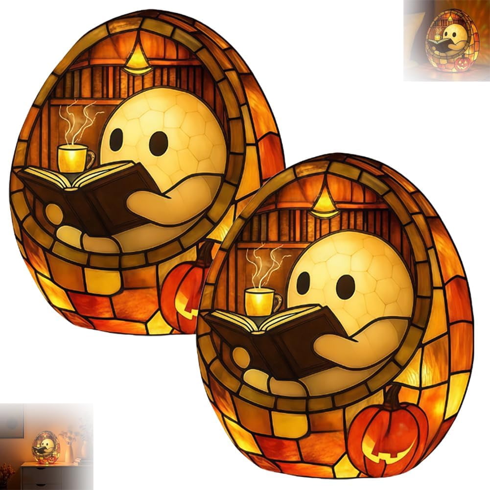 FlareFable 5.9" Ghost Reading Book Lamp, Cute 3D Design Ghost Reader LED Light, Cool Ghost ...