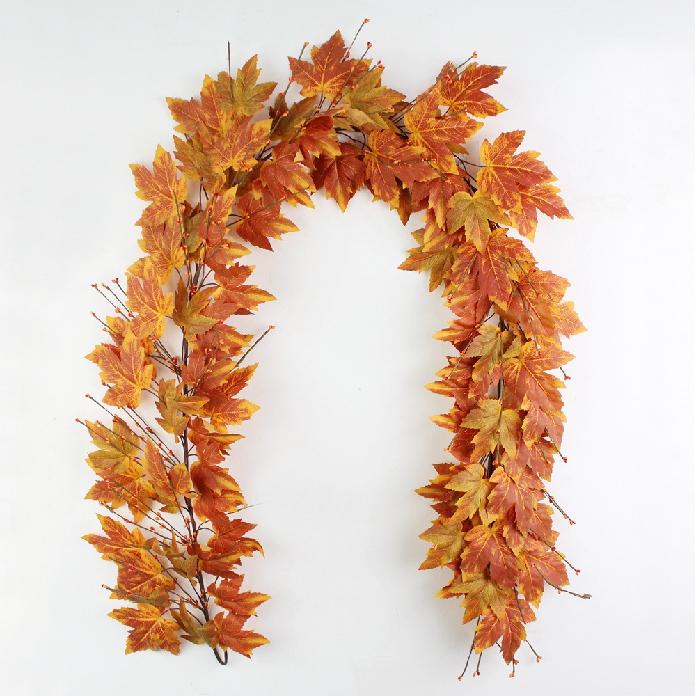 FlareFable 6FT Artificial Maple Leaf Garland, Realistic Fall Leaves ...