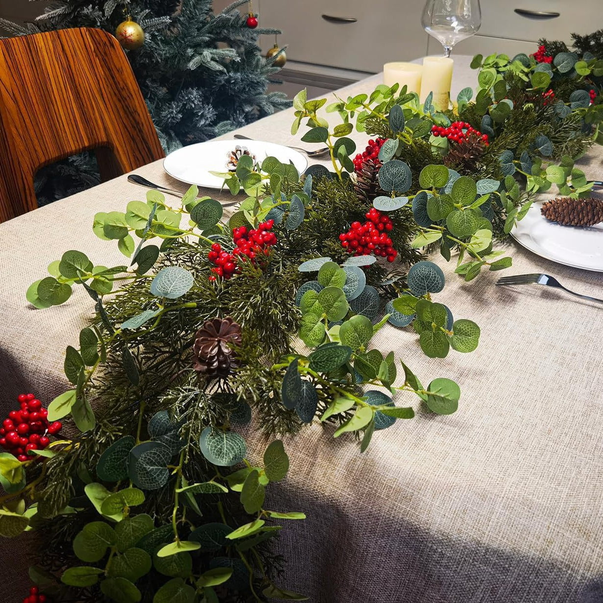 FlareFable 8.8FT Cedar Christmas Garlands, Fireplace & Wall Vines for ...