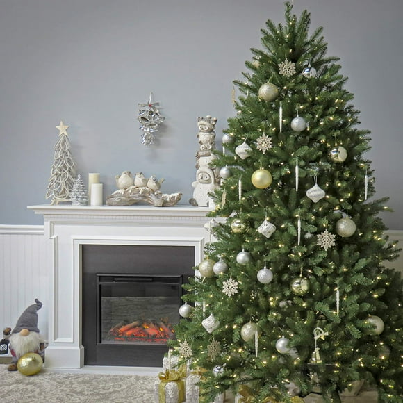 6.5' Pre-lit Green Flocked Frisco Pine Artificial Christmas Tree With ...