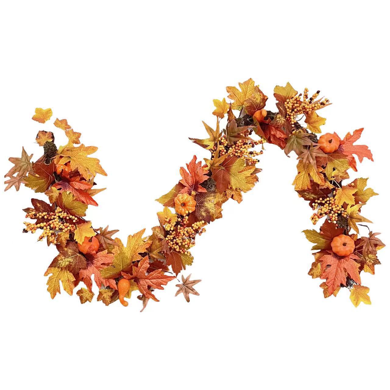 FlareFable Autumn Maple Leaf Garland Hanging Vine, 5.9FT Artificial ...